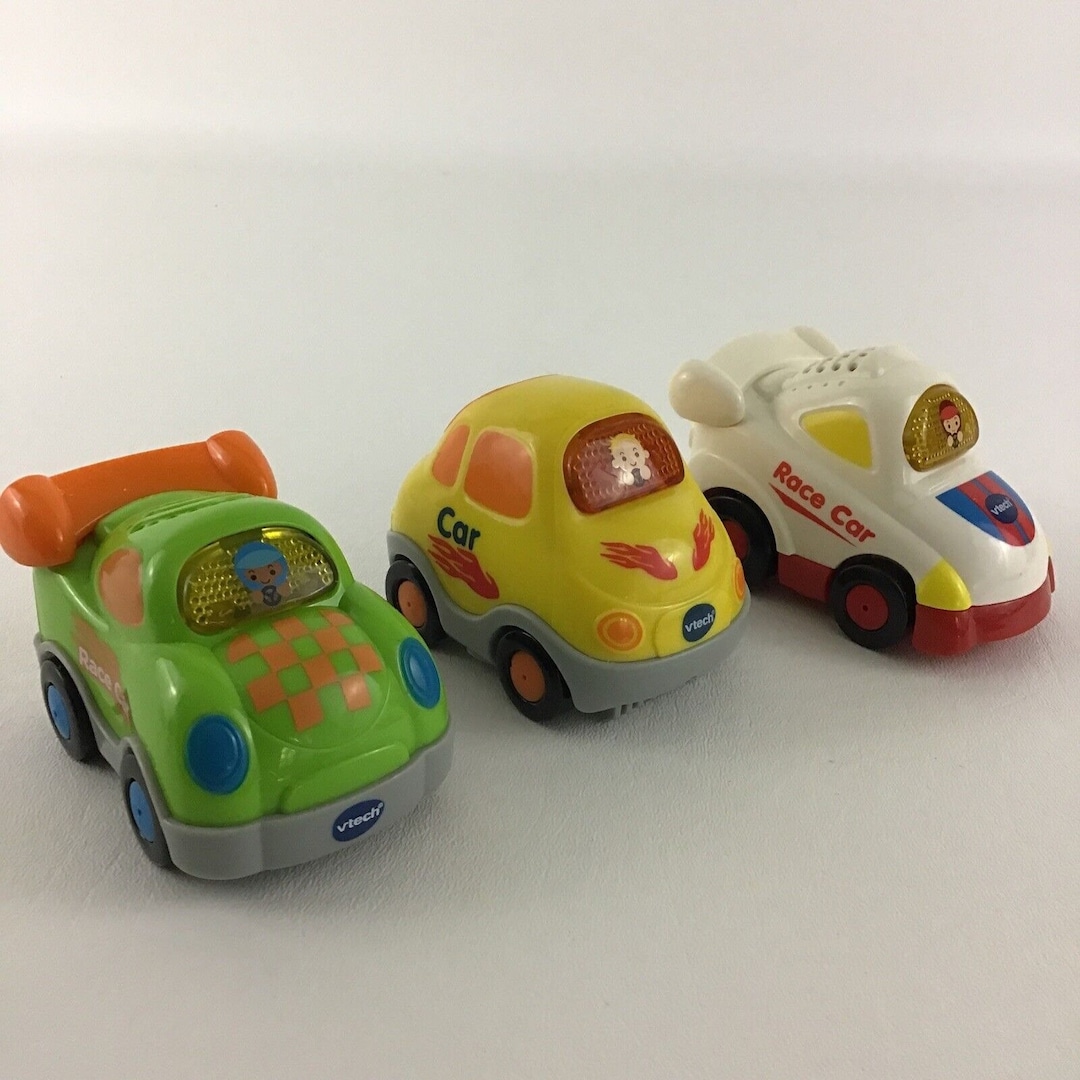 Vtech Go! Go! Smart Wheels Vehicles 3pc Lot White Green Race Car Lights ...