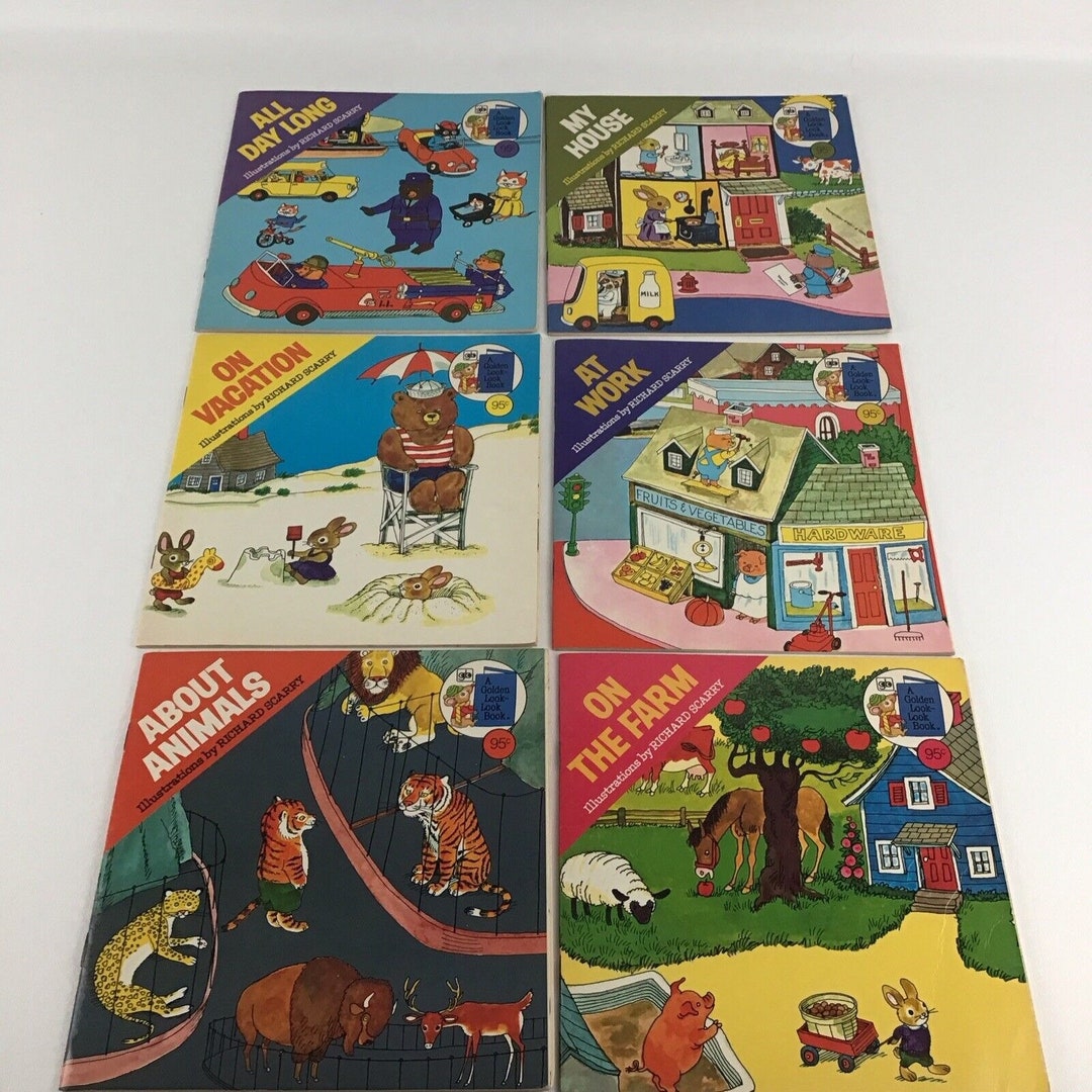 Richard Scarry Vintage 6 Book Lot on the Farm About Animals at Work on ...