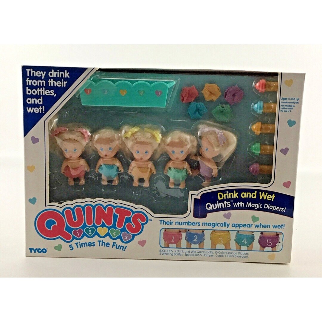 Tyco Quints Drink and Wet With Magic Diapers 1555 Mint in Box Vintage ...