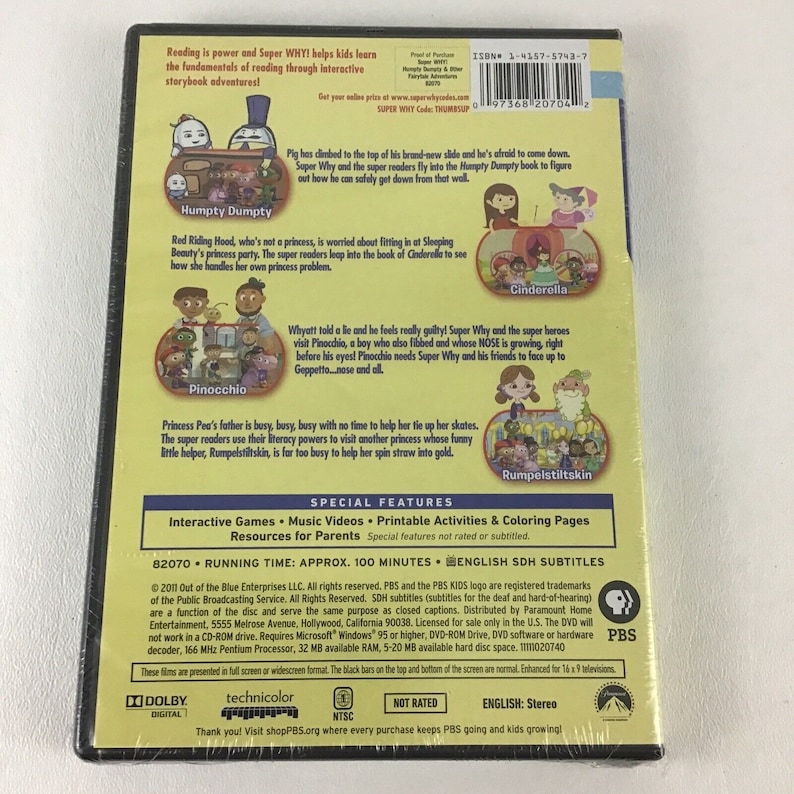 PBS Kids Super Why Humpty Dumpty DVD Special Features Games - Etsy