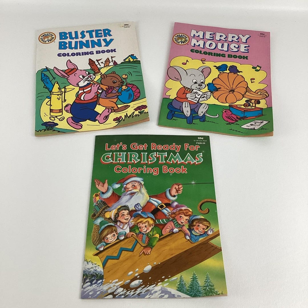 Vintage Coloring Book Lot Buster Bunny Merry Mouse Get Ready for ...