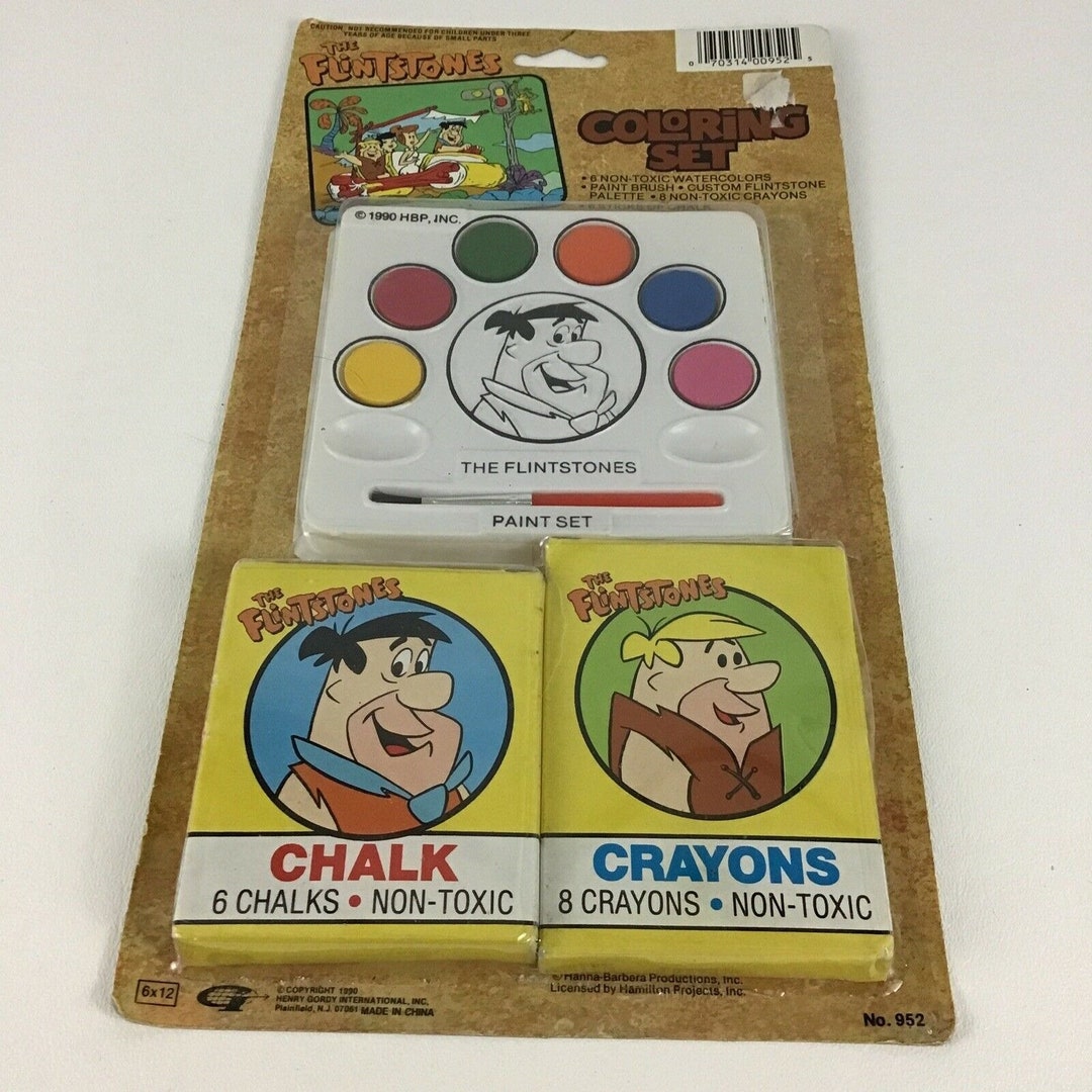 The Flintstones Coloring Set Watercolors Paint Crayons Chalk Vintage ...