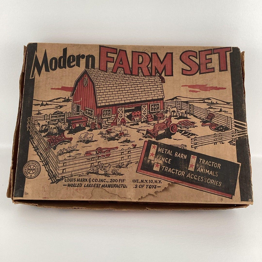 Vintage 1950s Marx Modern Farm Play Set Happitime With Box Replacement ...