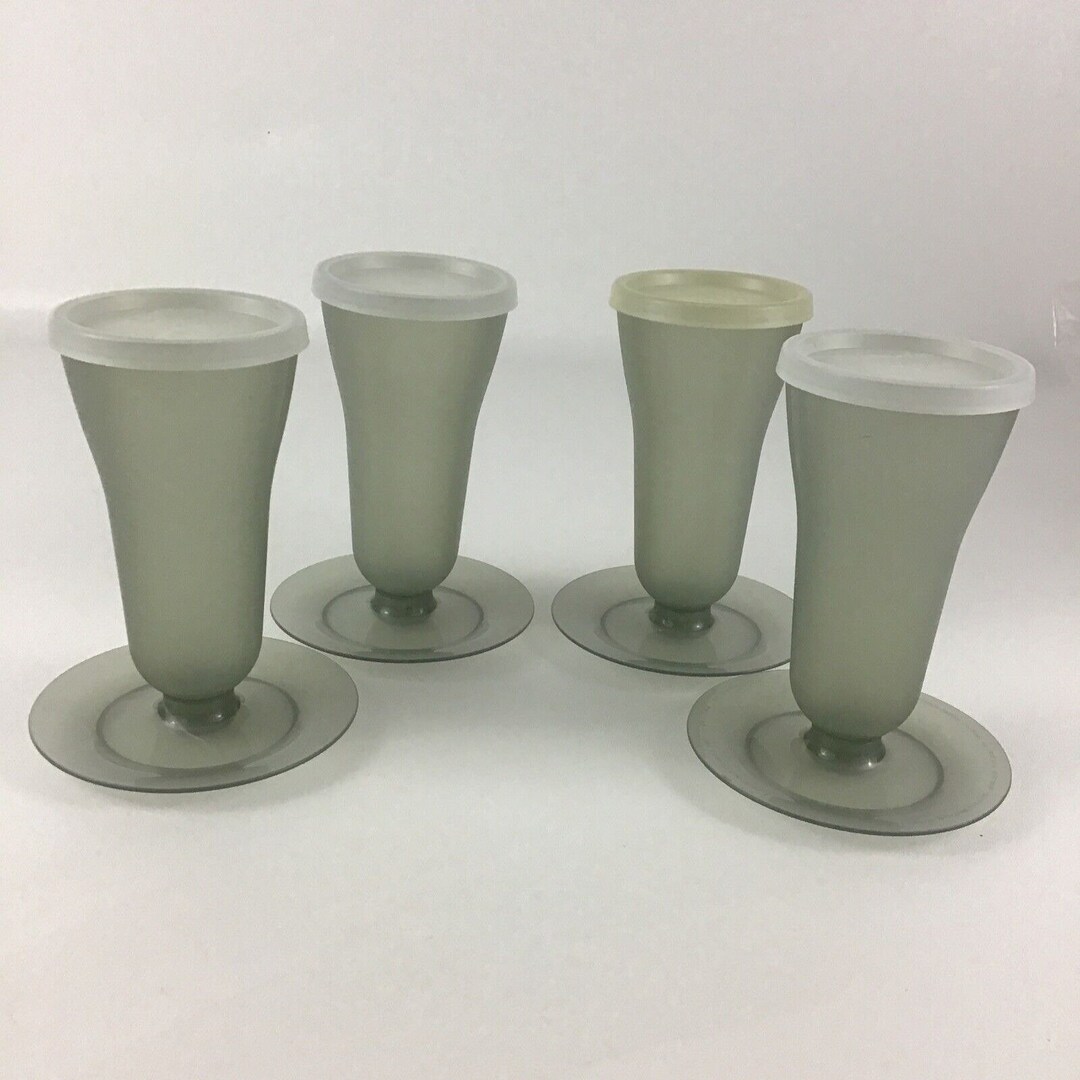 Tupperware Tall Sundae Cups Parfait Dessert Containers Lids 4pc Lot ...