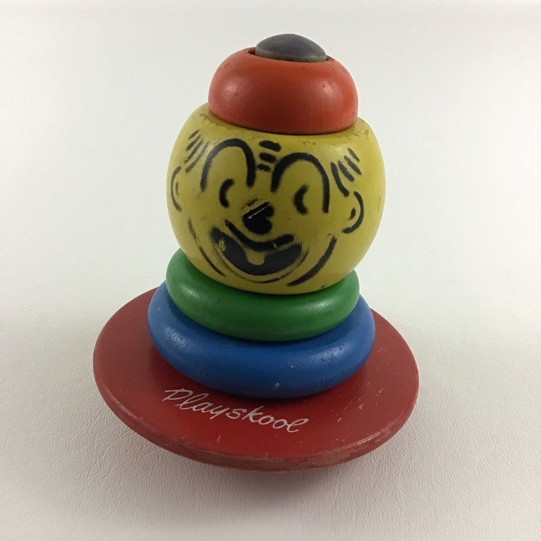 Playskool Baby Toy Clown Stacker Wooden Rings Rocking Base - Etsy