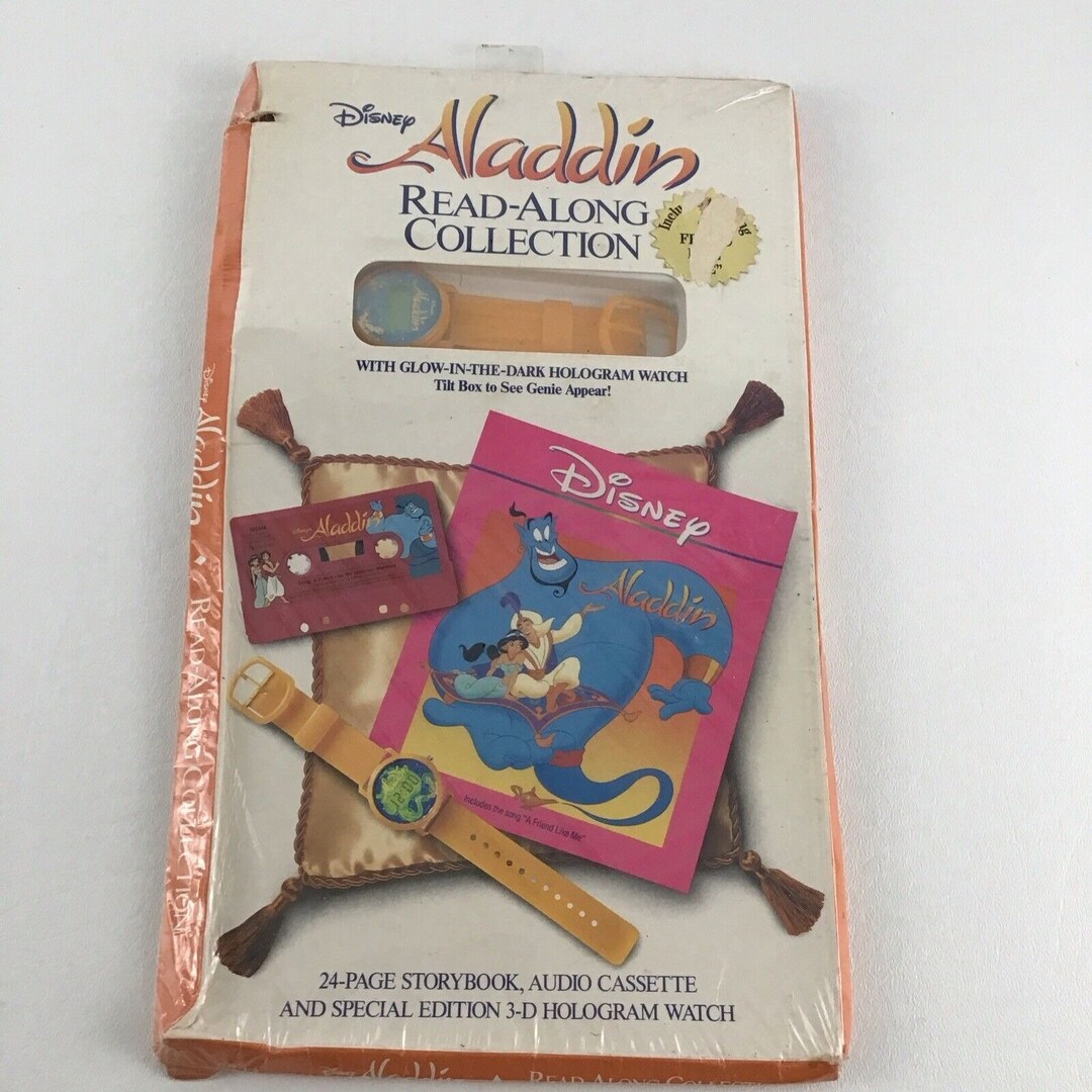 Disney Aladdin Read Along Collection Storybook Audio Cassette Hologram ...