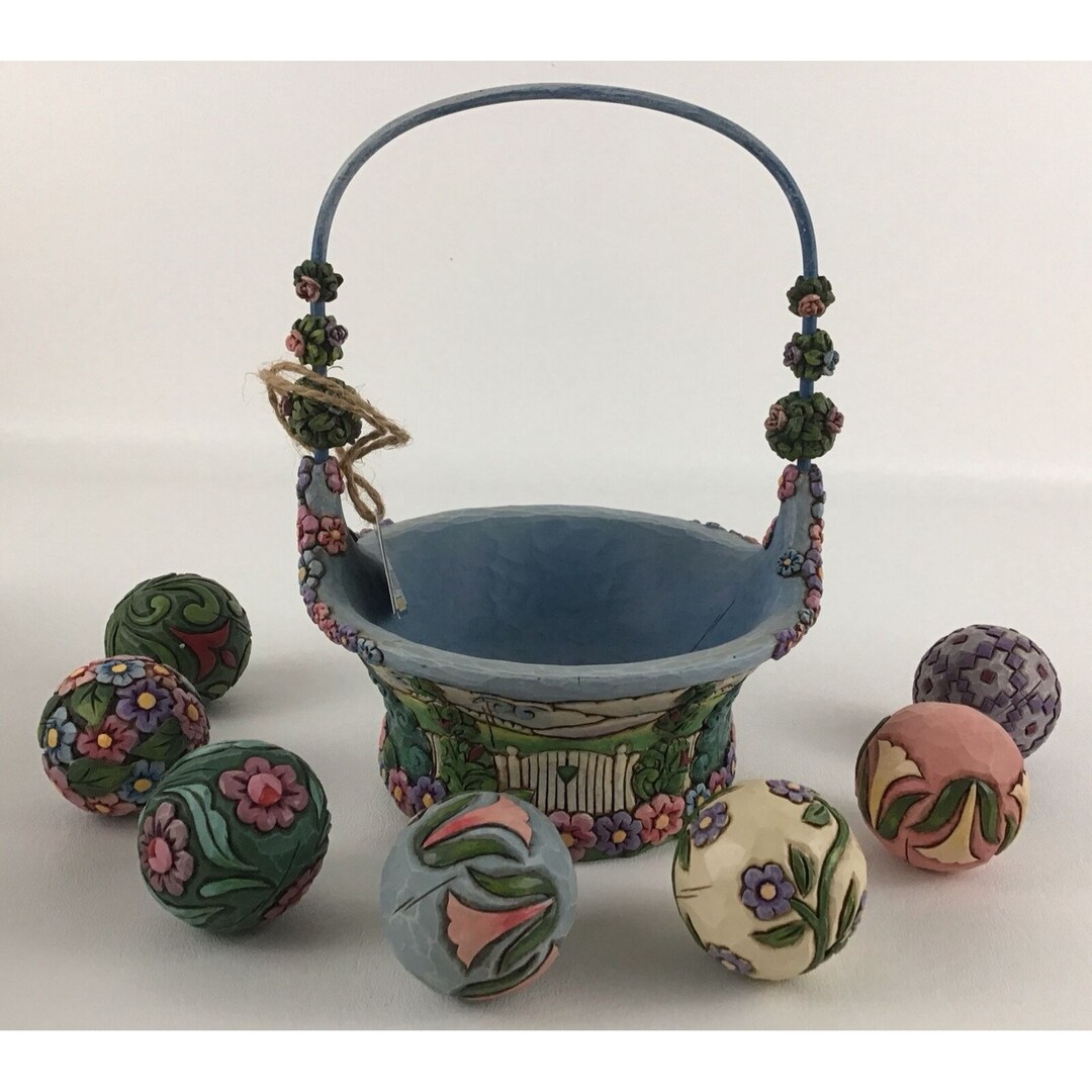 Jim Shore ‘blossoms of Spring’ Set of 8 Basket #4009235 Figure Figurine ...