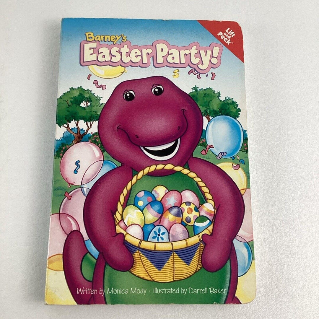 Barney's Easter Party Lift and Peek Board Book Baby Bop BJ Vintage 2000 ...
