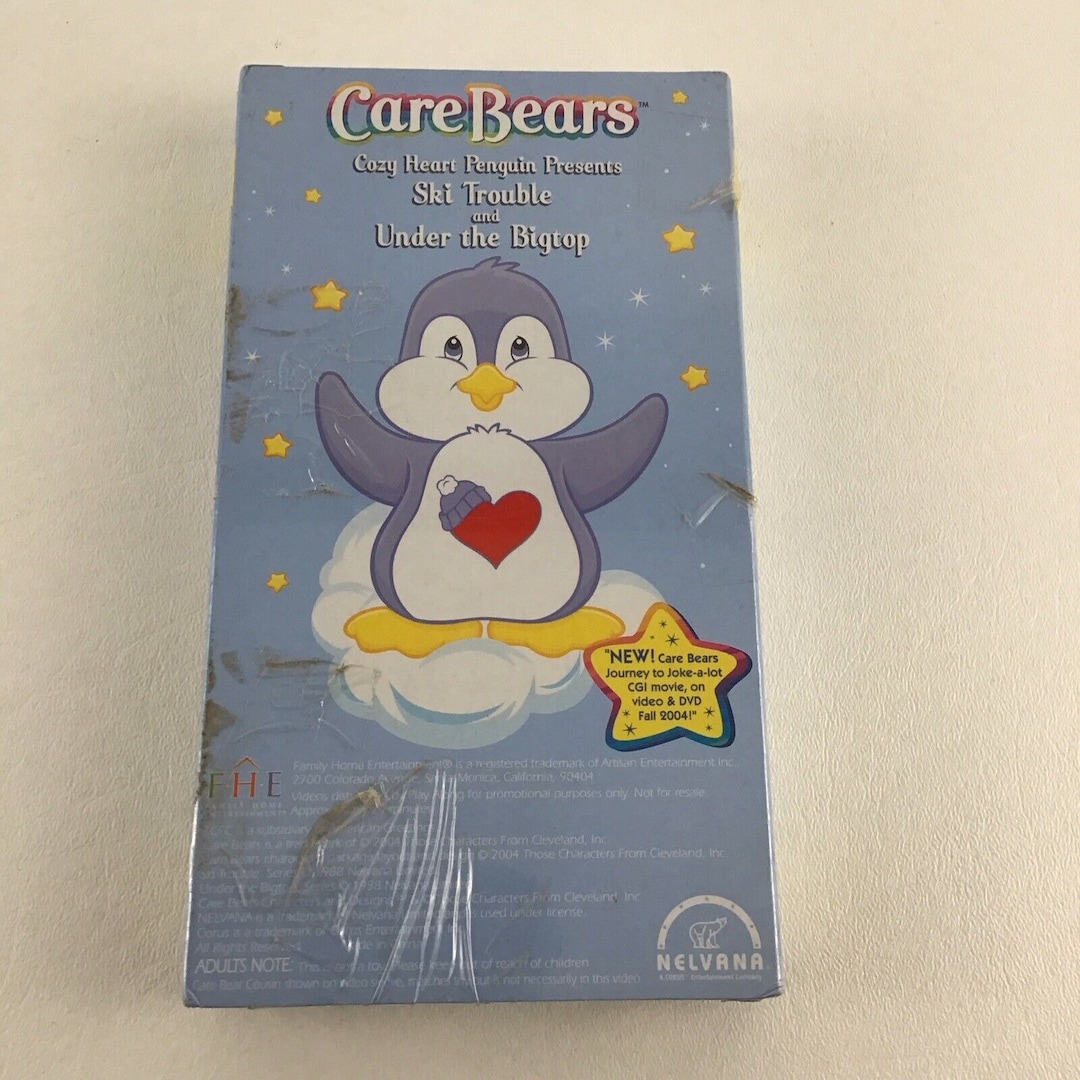 Care Bears Cozy Heart Penguin VHS Tape Ski Trouble Under the Bigtop ...