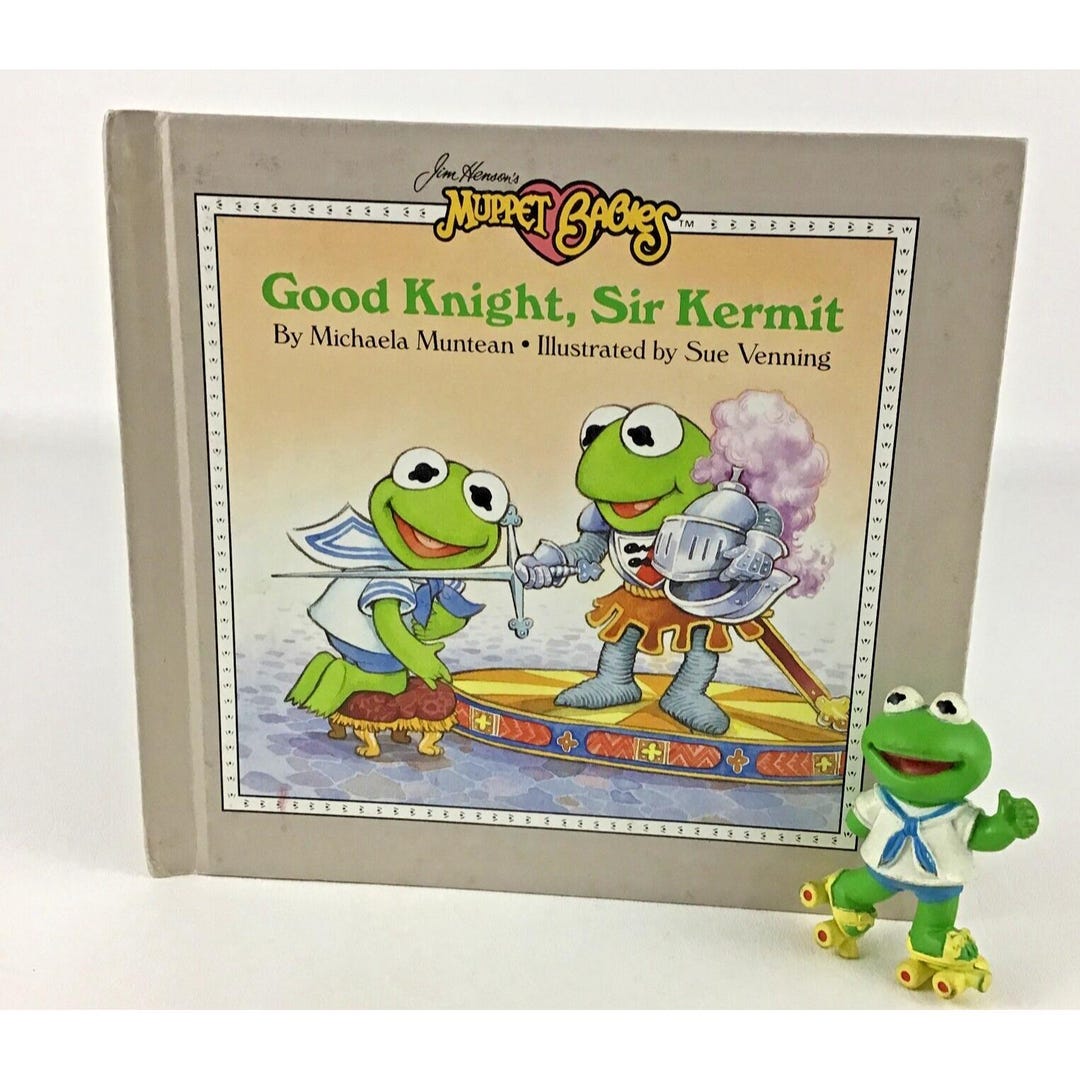 Henson Muppet Babies Good Knight Sir Kermit Hardcover Book Figure ...