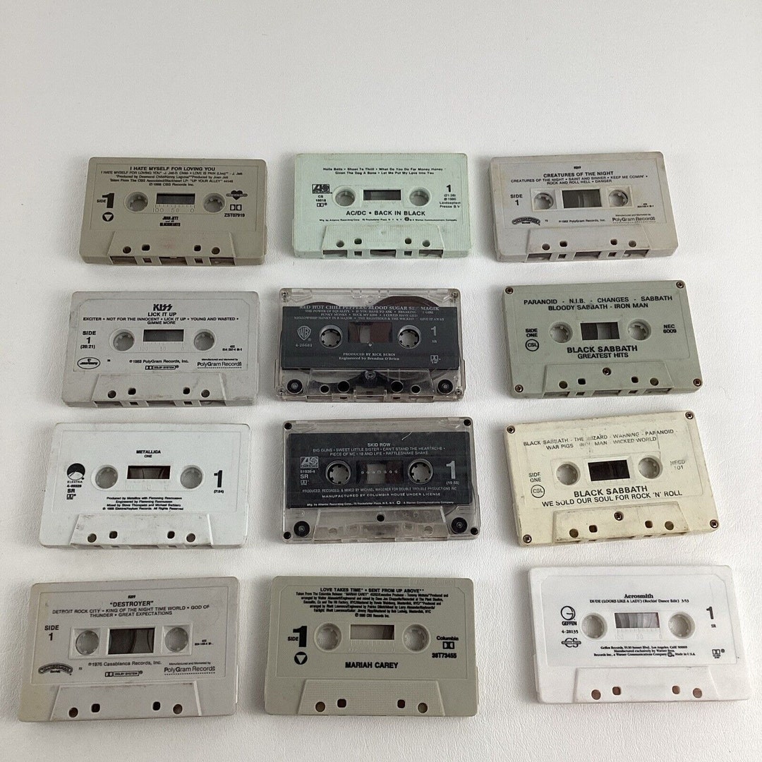 80s Cassette Tapes Mixed Lot Loose Black Sabbath Kiss Metallica Skid ...