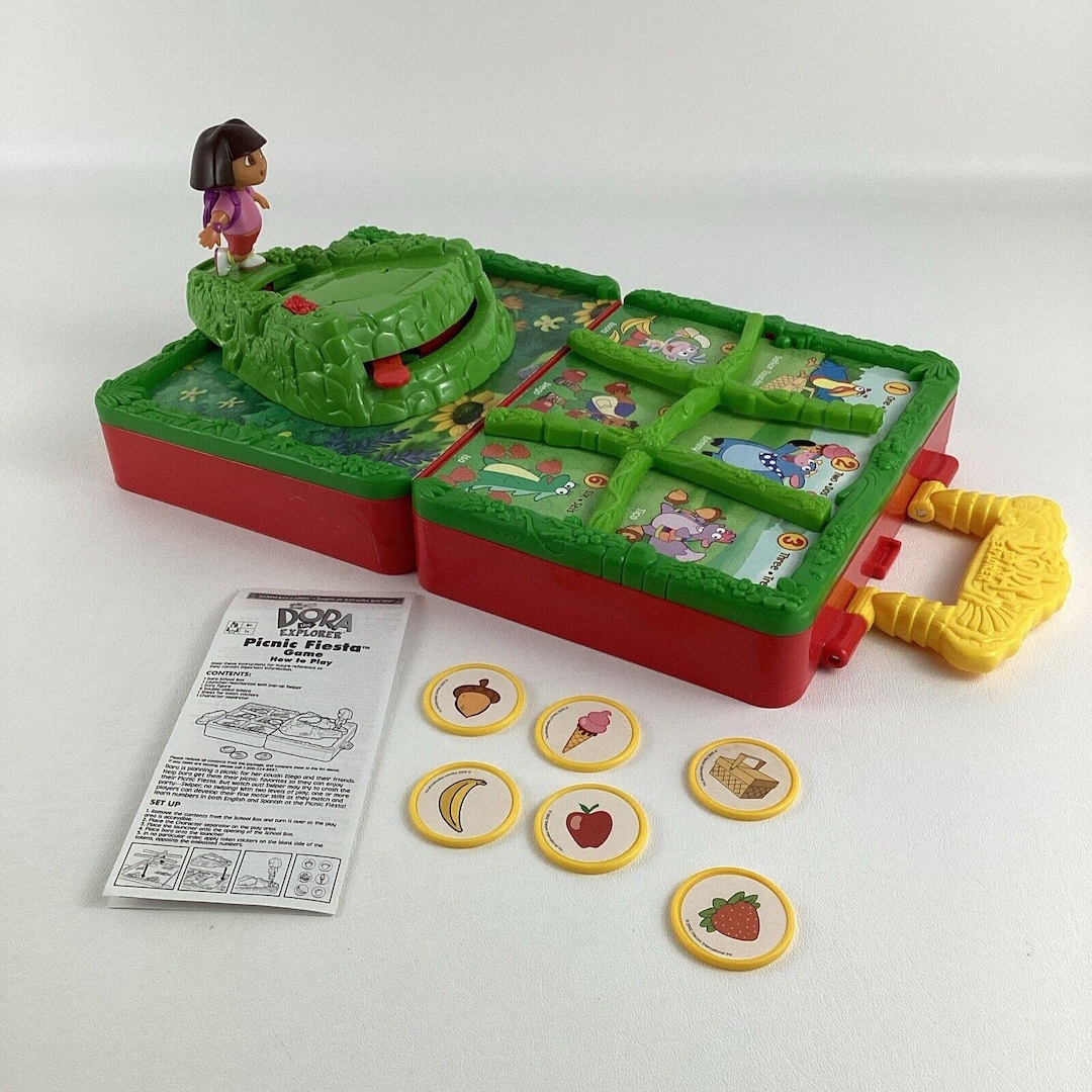 Dora the Explorer School Box Games Picnic Fiesta Game Vintage 2002 ...