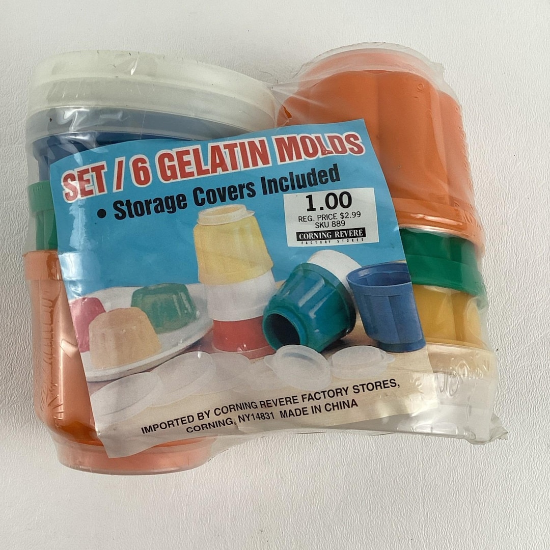 Vintage Corning Revere Gelatin Molds Storage Covers Set of 6 Colored ...