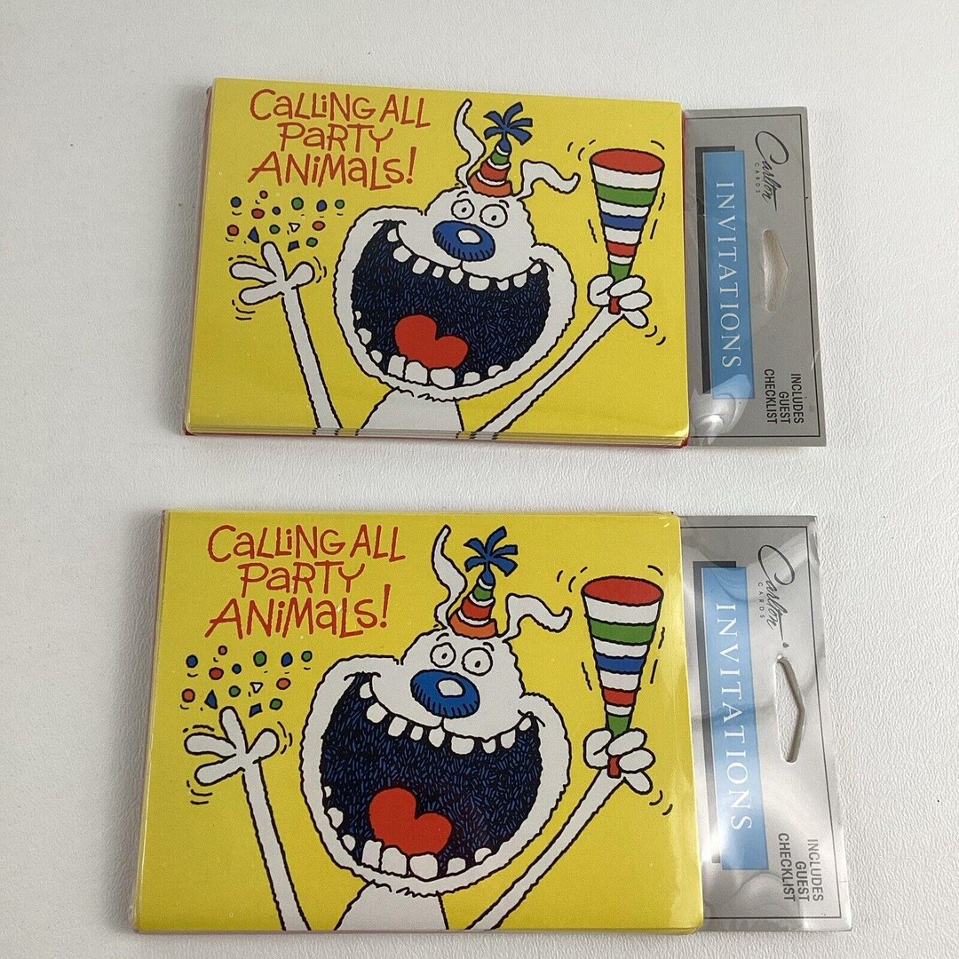 Birthday Party Invitations Party Animals Carlton Cards Envelopes 2 Pack ...