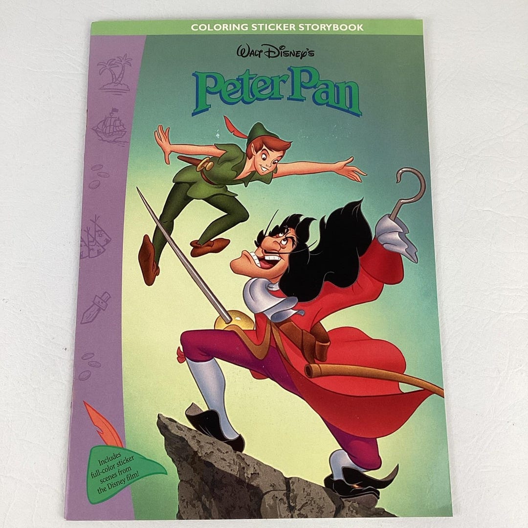 Disney Peter Pan Sticker Fun Coloring Book Golden Vintage 1997 90s ...