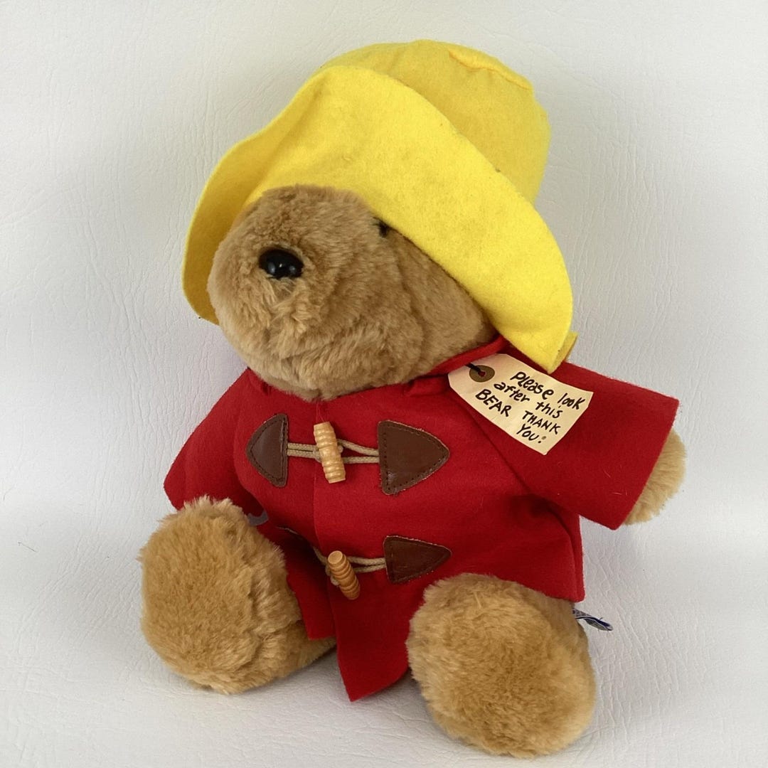 Paddington Bear 14" Plush Stuffed Animal Toy Sears Red Coat Yellow Hat ...