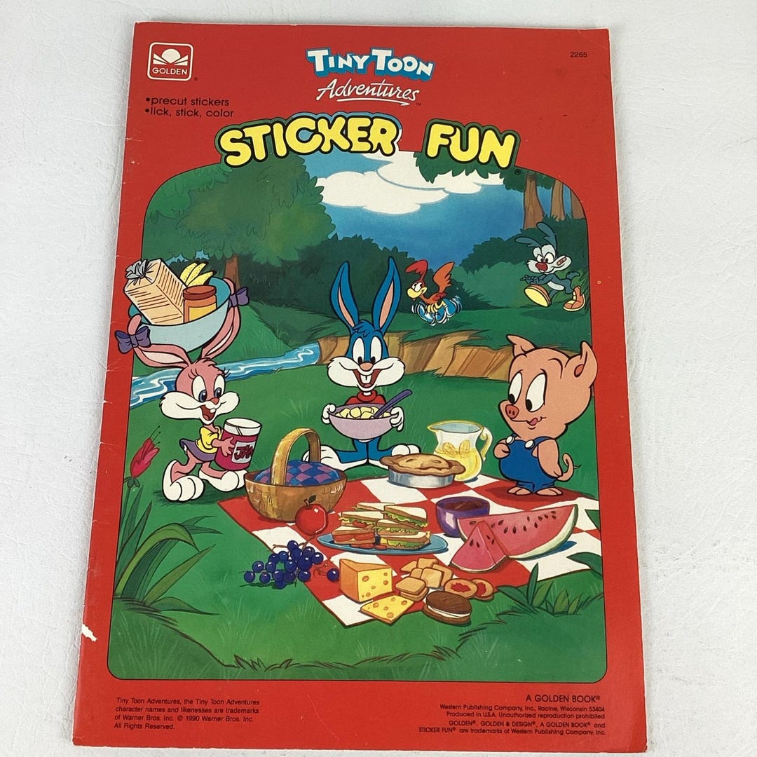 Tiny Toon Adventures Sticker Fun Coloring Book Golden Vintage 1990 90s ...