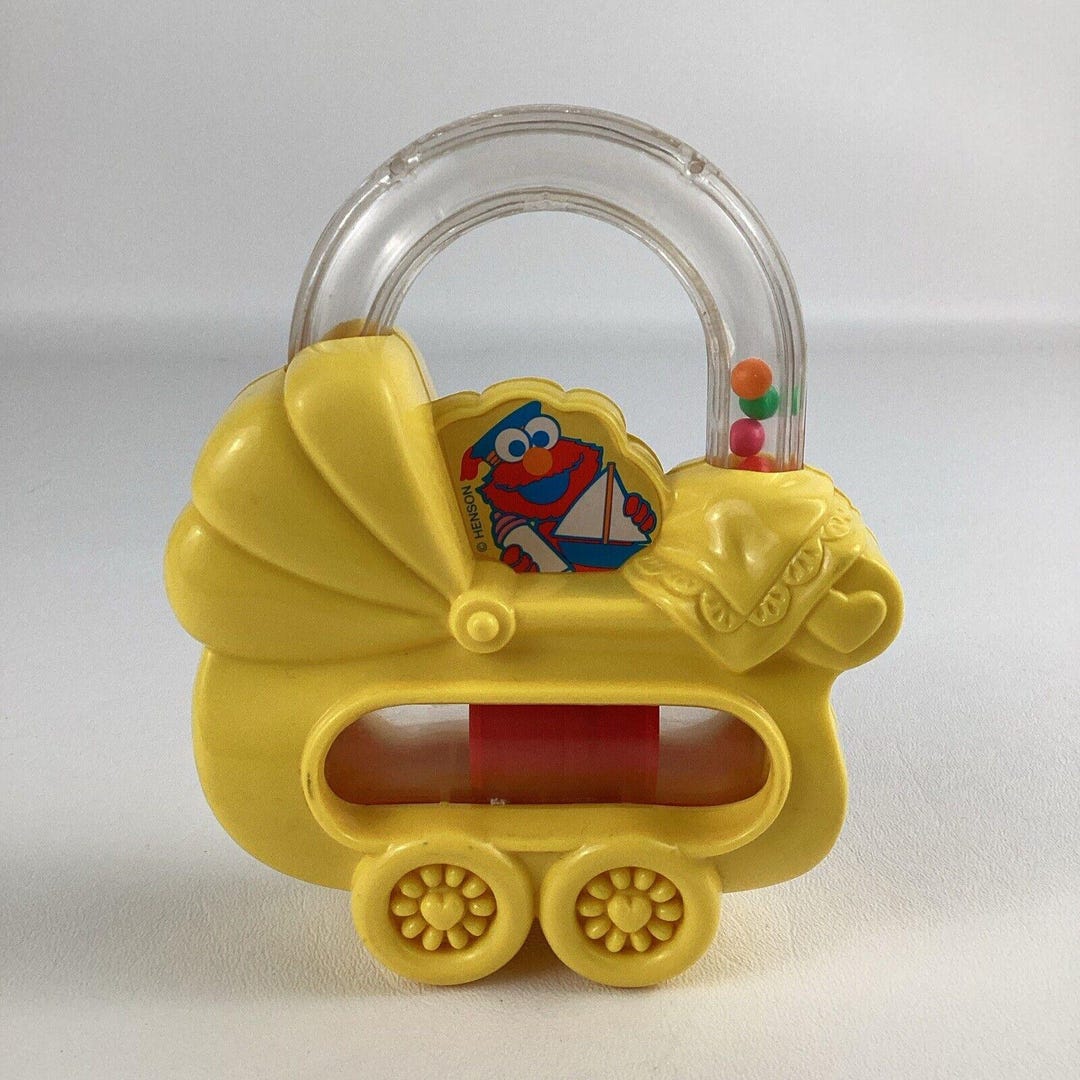 Sesame Street Elmo Baby Giggle Rattle Yellow Stroller Infant Toy ...