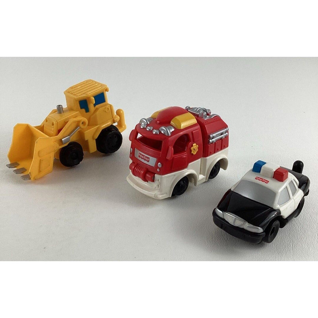 Fisher Price Geotrax Police Car Fire Engine Truck Construction ...