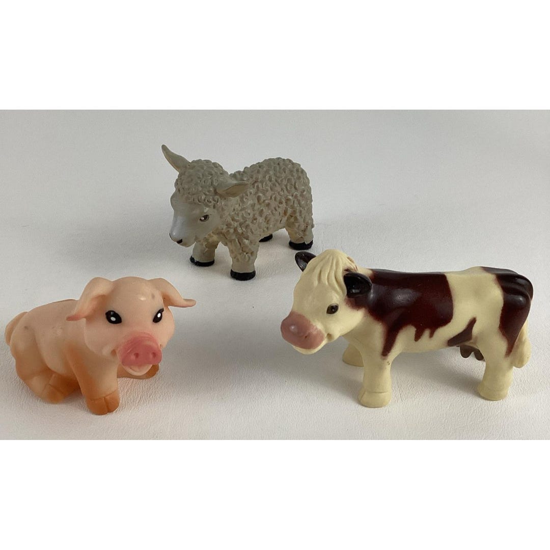 Barnyard Farm Animal Realistic Replica Rubber Figure Cow Pig Sheep 2006 ...