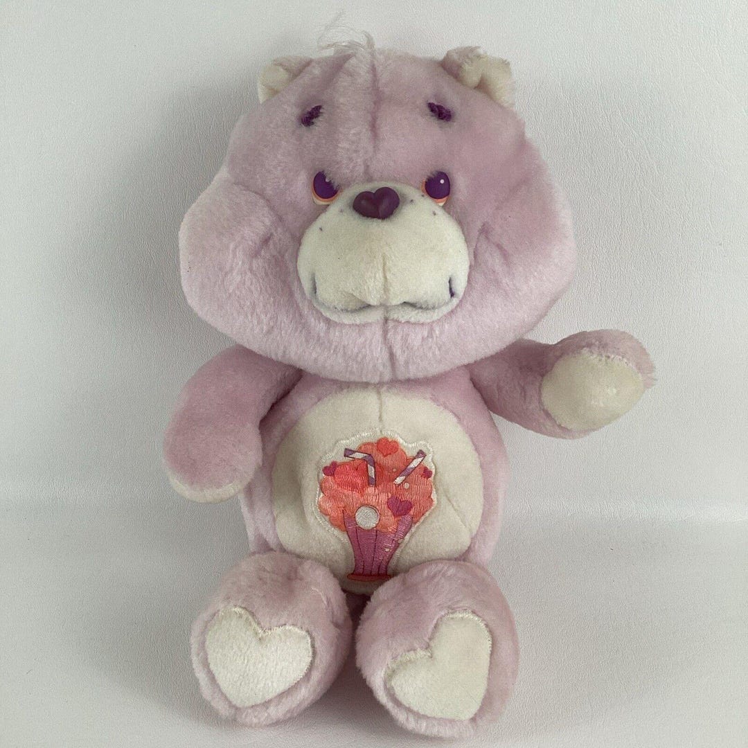 Care Bears Share Bear 13" Plush Stuffed Animal Toy Purple Milkshake 80s ...