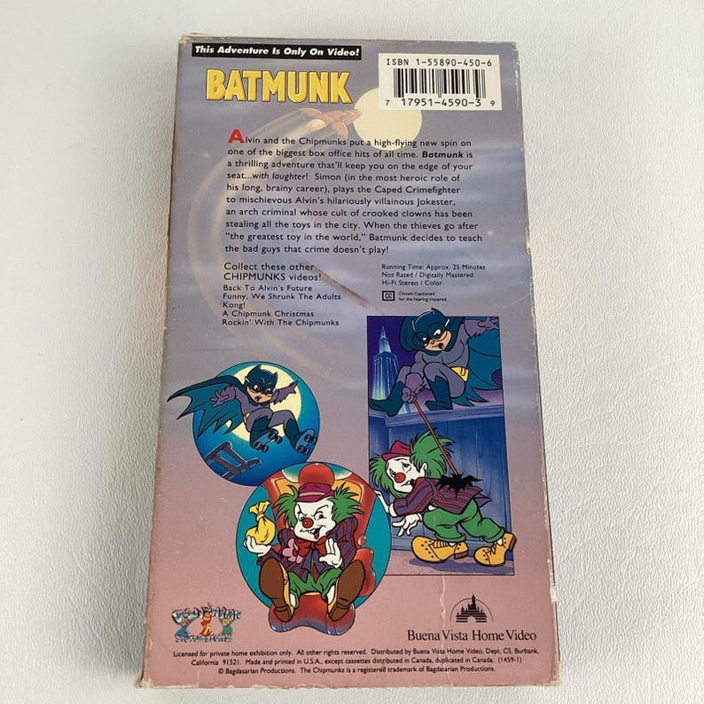 Alvin & the Chipmunks Go to the Movies VHS Tape Batmunk Animated ...