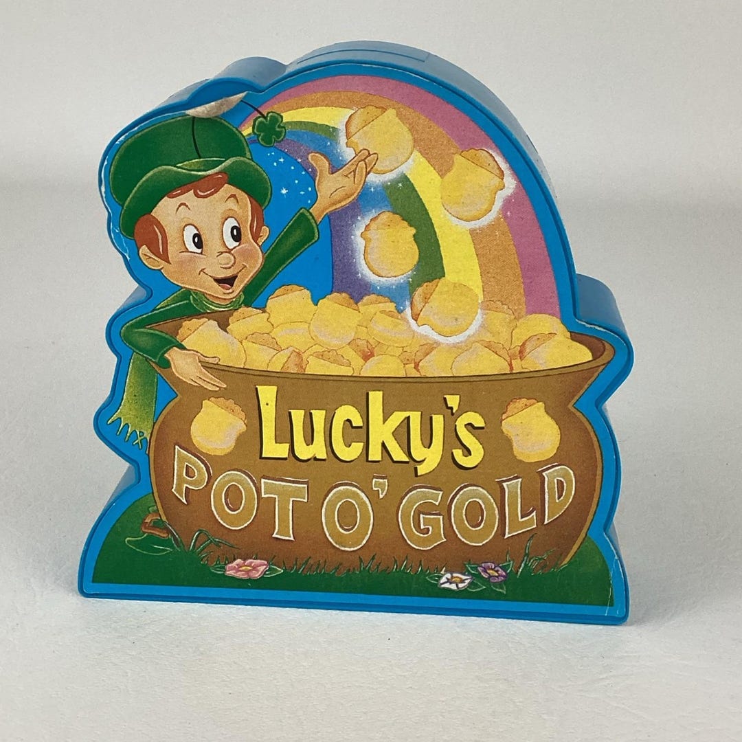 Lucky Charms Cereal Luckys Pot of Gold Coin Bank Change Saver Vintage ...