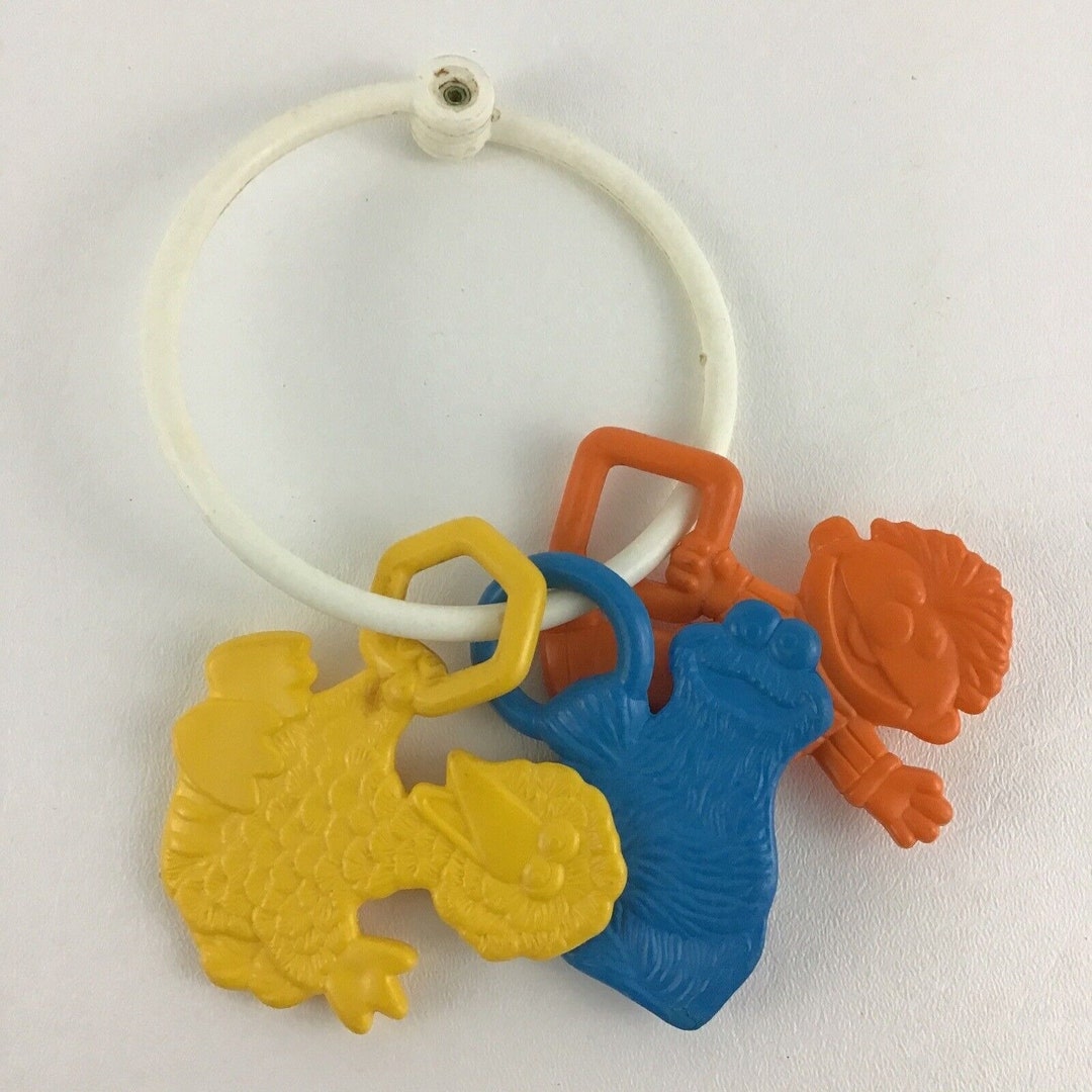 Sesame Street Vintage Baby Key Rattle Teether Big Bird Cookie Monster ...