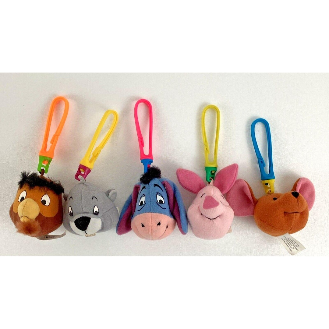 Disney Winnie the Pooh Mcdonald's Plush Clip Set Owl Eeyore Piglet Roo ...