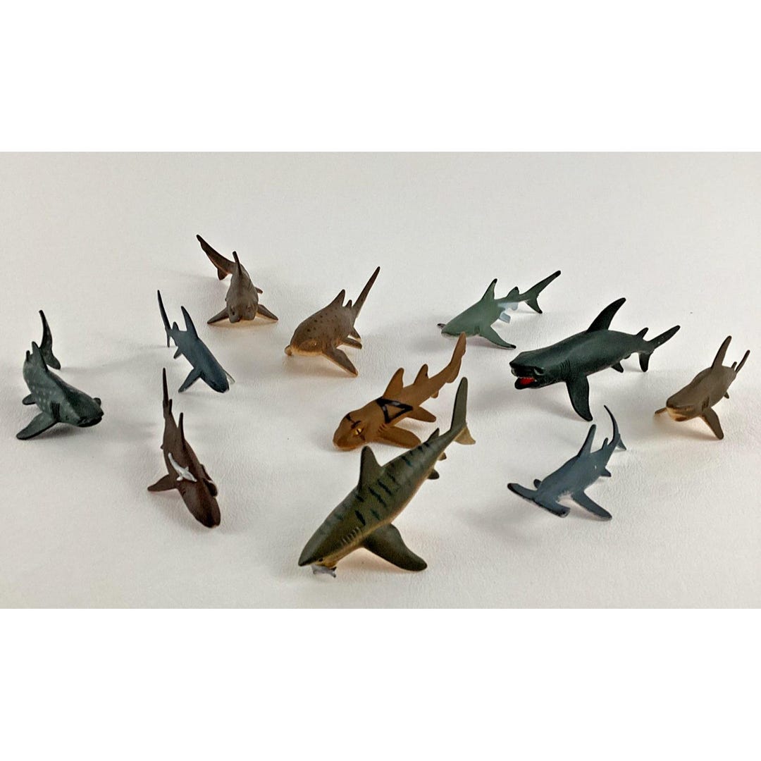 Shark Lot Marine Sea Ocean Life Realistic PVC Figures Hammer Head Bull ...