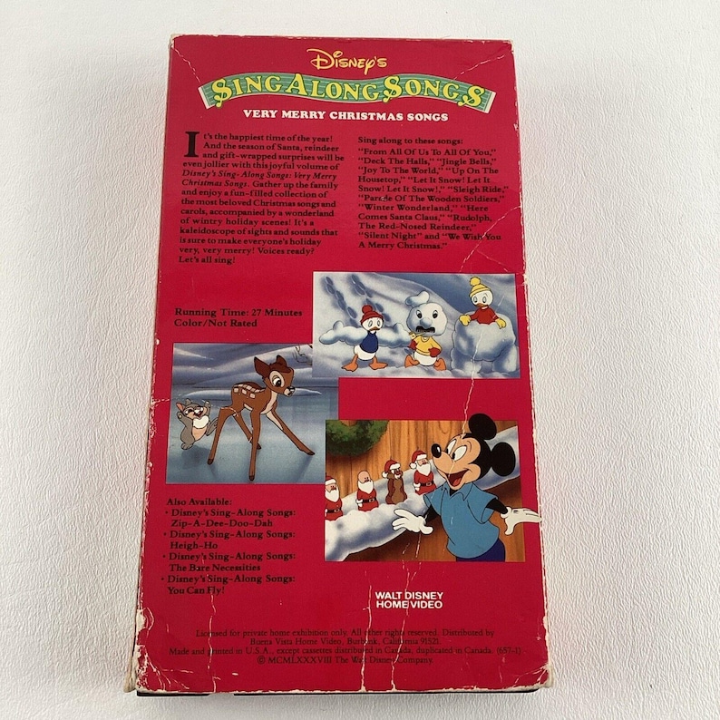 Disney Sing Along Songs VHS Tape Very Merry Christmas Holiday Music ...