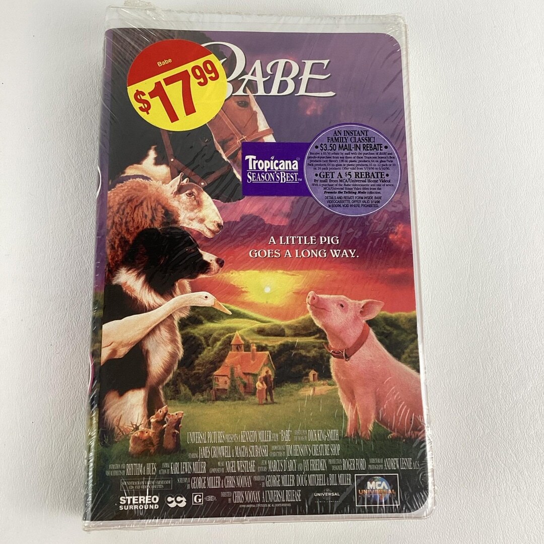 Babe Movie VHS Tape MCA Universal Barnyard Pig Heartwarming Vintage ...