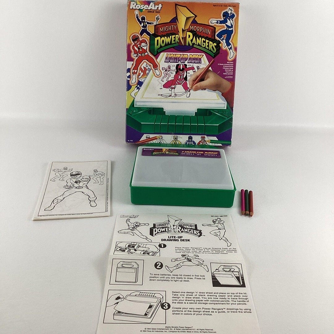 Rose Art Mighty Morphin Power Rangers Light up Desk Draw Color Vintage ...