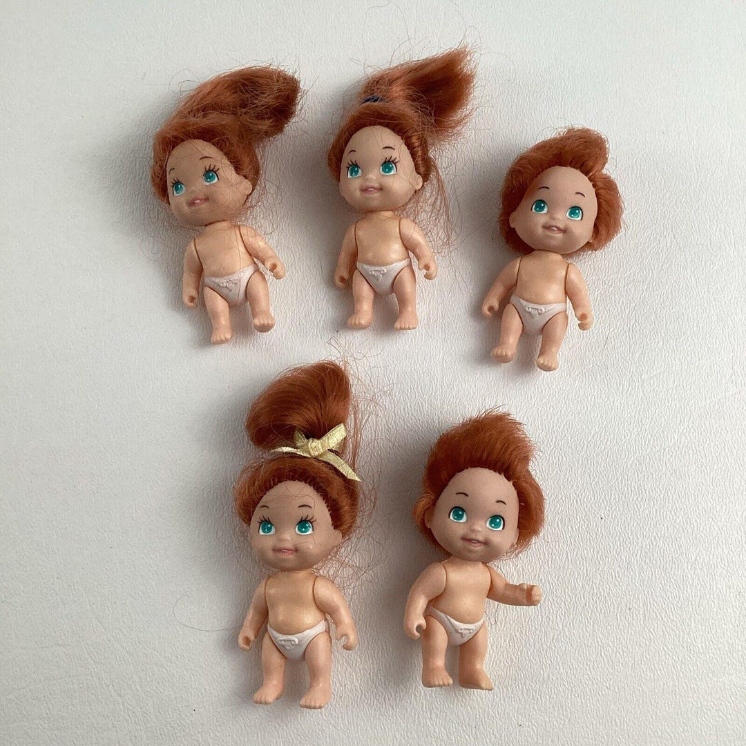 Quints Mini Baby Doll Figures Miniature Red Head Babies Vintage Tyco ...