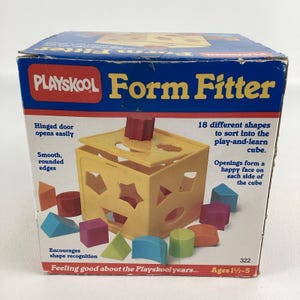 Playskool Form Fitter Shape Sorter Cube Block Child Toy Colors Vintage ...