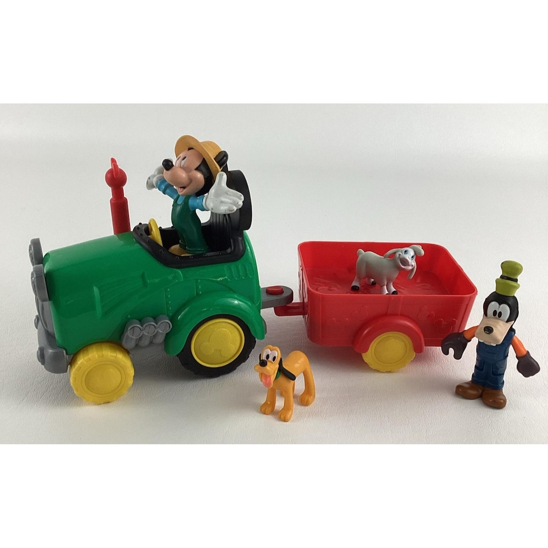 Disney Mickey Mouse Barnyard Fun Tractor Playset Wagon Figures Goofy ...