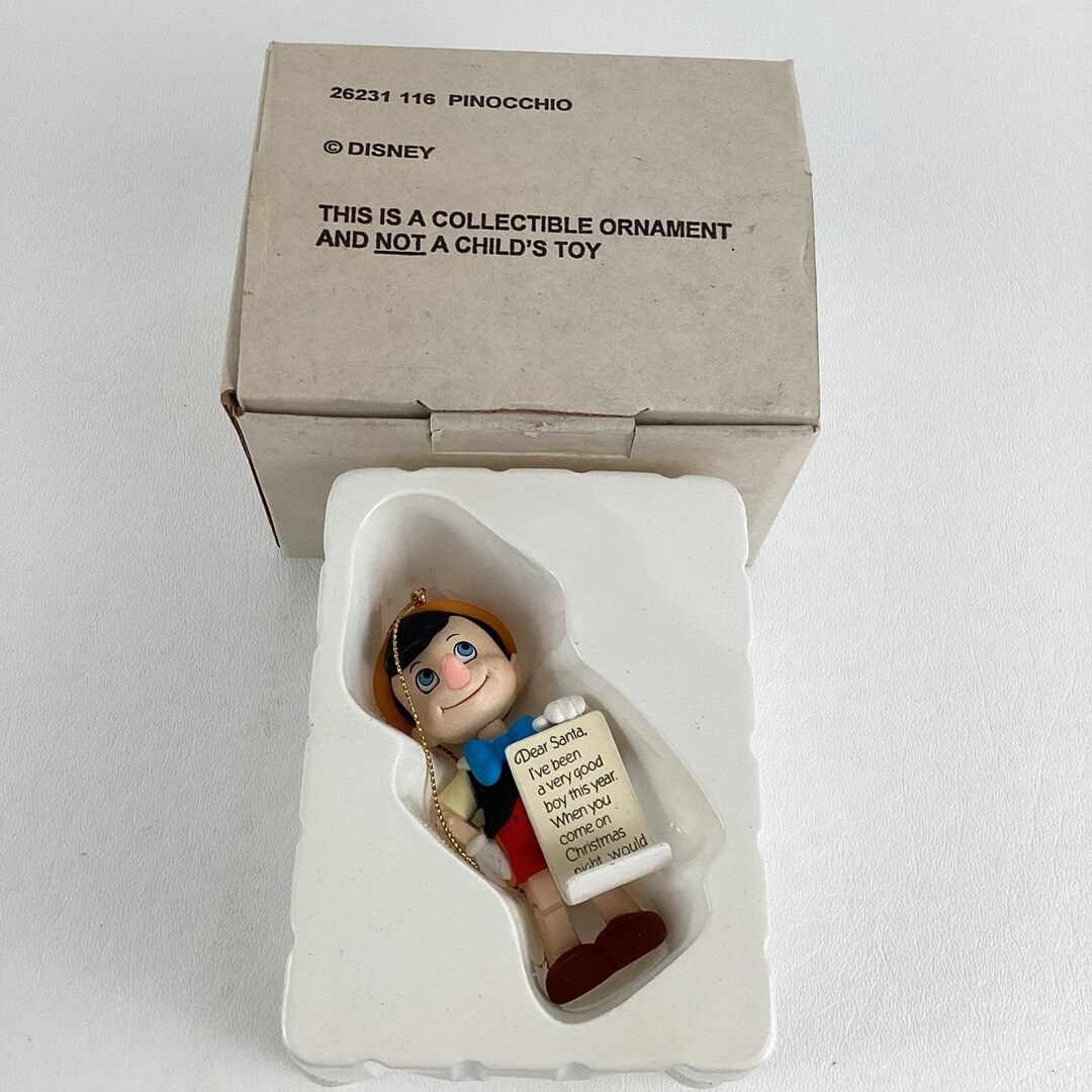 Disney Pinocchio Christmas Tree Ornament 116 Grolier Vintage 90's Santa ...