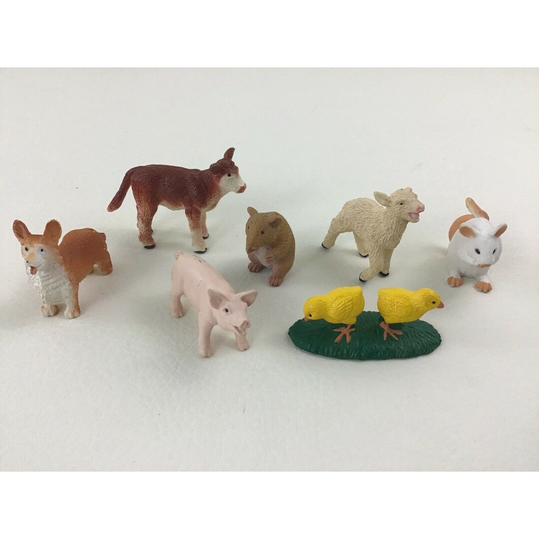 Safari Miniature Farm Animal Figures 7pc Lot Piglet Mouse Hamster Calf ...