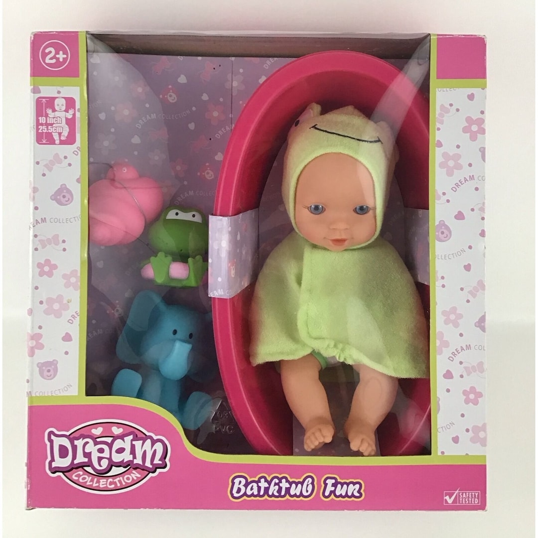 Dream Collection Baby Doll 10” Bathtub Fun With Tub Toys Pink Edition ...