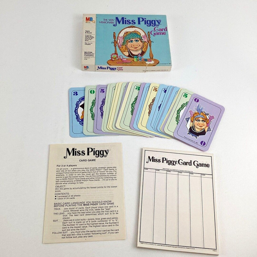 The Very Fashionable Miss Piggy Card Game Milton Bradley Vintage 1980 ...