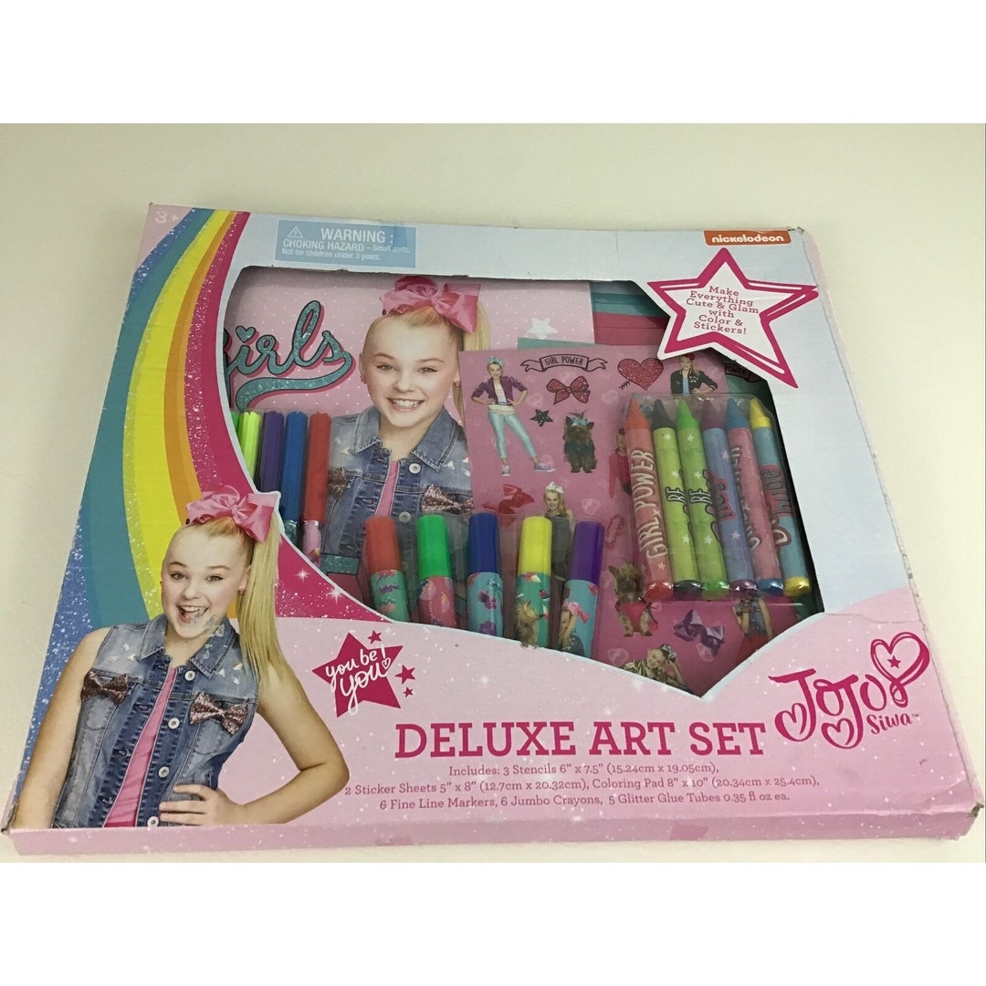 Jojo Siwa Deluxe Art Set Nickelodeon Stencils Stickers Markers Crayons ...