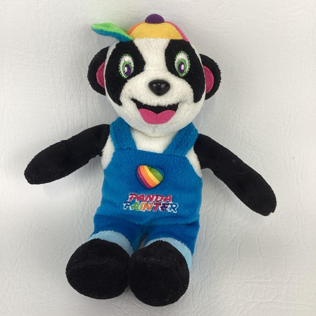 Lisa Frank Panda Painter 8" Plush Bean Bag Stuffed Animal Toy Vintage ...