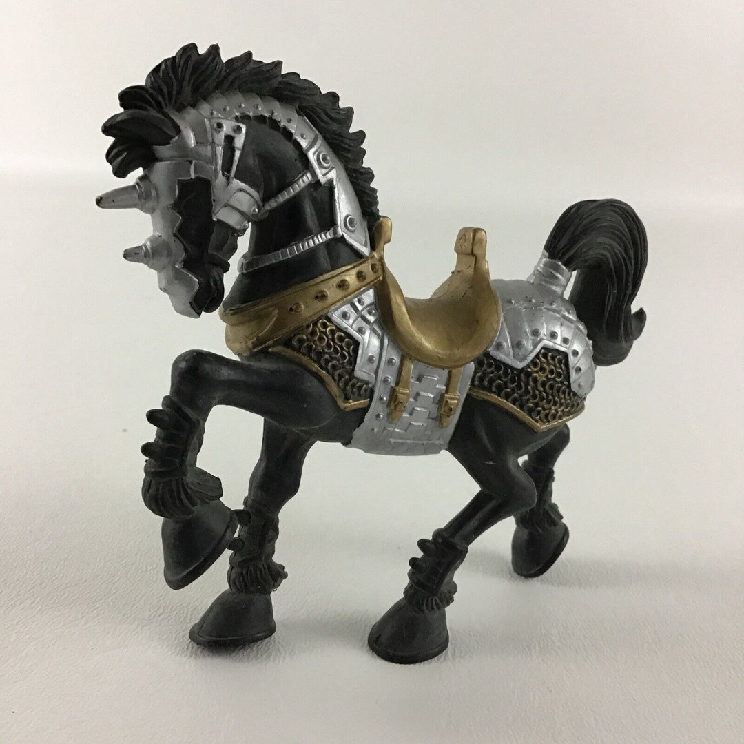 Chap Mei Armored Black Knight Horse Medieval Fantasy Figure Vintatge ...