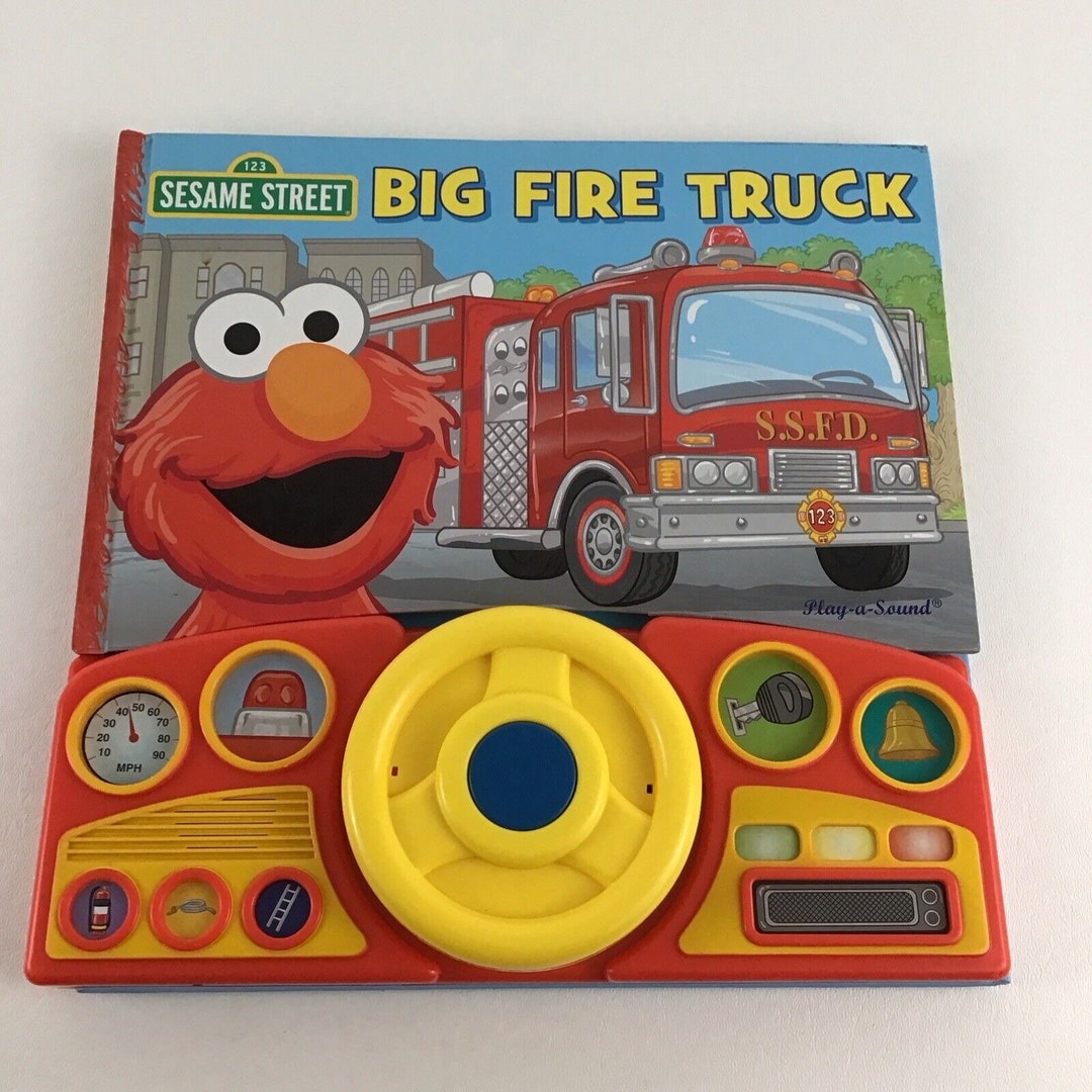 Sesame Street Play A Sound Hardcover Book Big Fire Truck Elmo Red ...