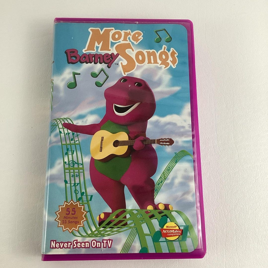 More Barney Songs White VHS Tape Sing Along Songs Dancing Baby Bop ...