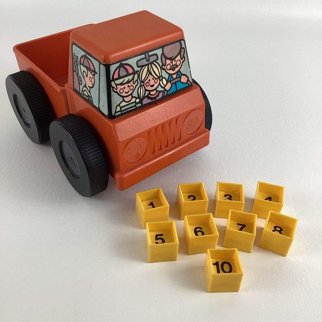 Tupperware Toys Pick Em up Street Sweeper Truck Number Blocks Toy ...