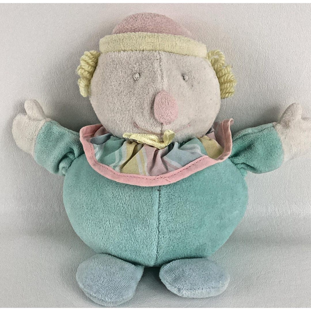 Eden Clown Plush Stuffed Animal Baby Toy 8" Chime Rattle Vintage Pastel ...