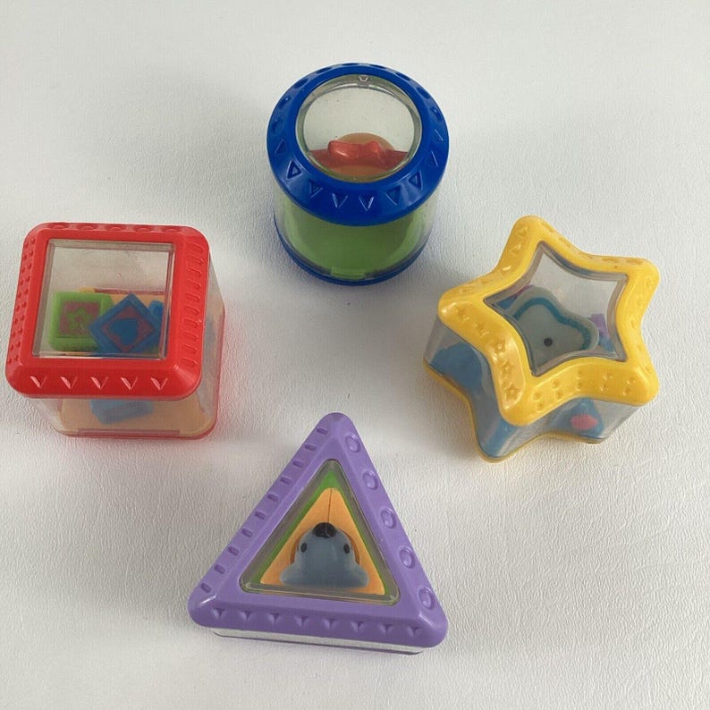 Fisher Price Peek A Blocks Shape Sorter Activity Cube Toddler Vintage ...