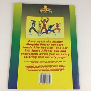Mighty Morphin Power Rangers Coloring Activity Book Mazes Dots Vintage ...
