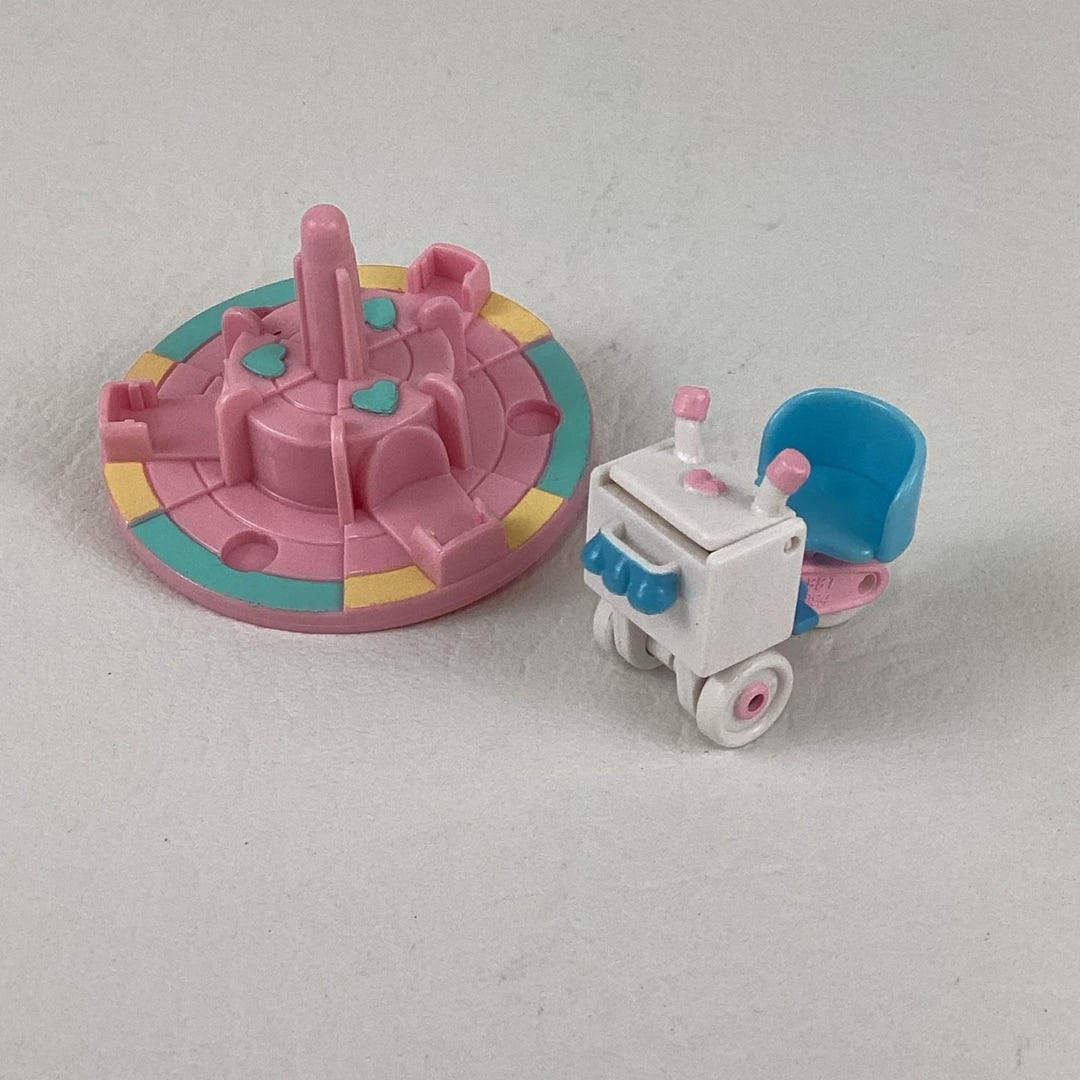 Polly Pocket Merry Go Round Ice Cream Cart Miniatures Vintage Bluebird ...